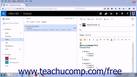 outlook web app tutorial entering and formatting messages 2015 microsoft training youtube