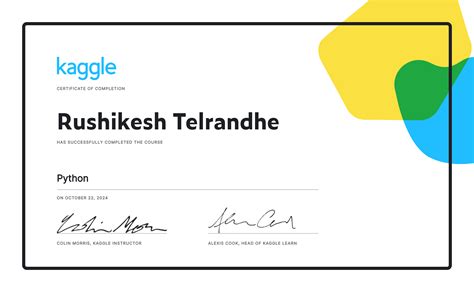 Rushikesh Telrandhe Completed The Python Course On Kaggle