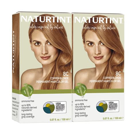Naturtint 8c Copper Blonde Permanent Hair Color 2 Pack Packaging May