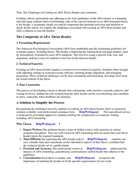 Apa Thesis Header Pdf