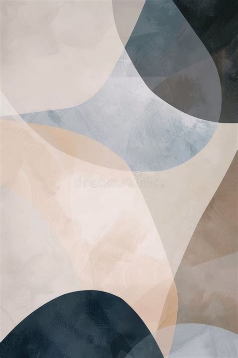 Abstract Composition With Geometric Shapes In Soft Beige Gray And Light Blue Tones Stock