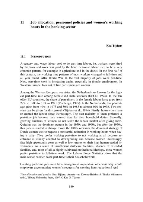 Pdf Time Allocation And Gender The Relationship Between Paid Labour