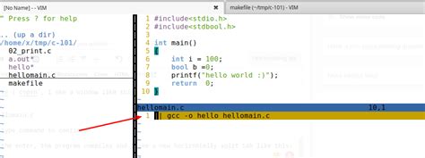 Vim Compiling A C Program And Displaying The Output In A Tab Stack