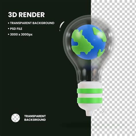 premium psd 3d illustration earth lamp object