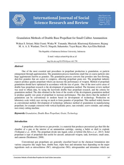 The Granulation Methods Of Double Base Propellant Pdf Extrusion Materials