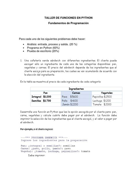 taller de funciones en python pdf salario triángulo