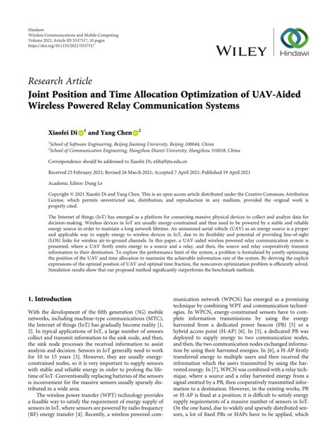 Pdf Joint Position And Time Allocation Optimization Of Uav Aided