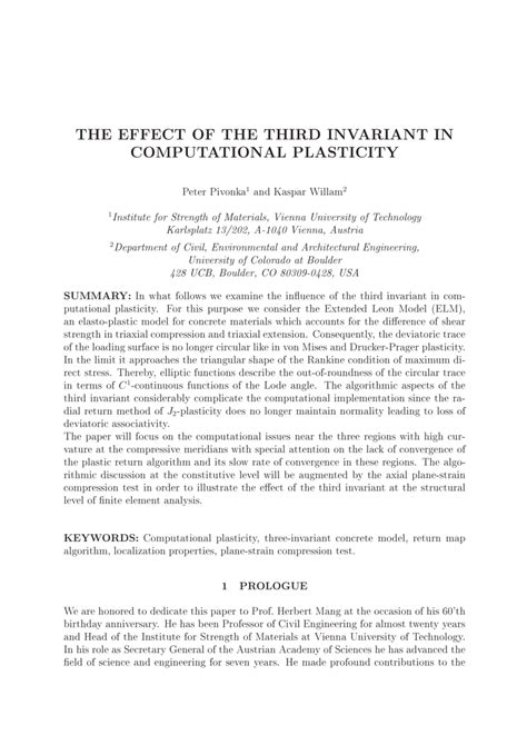 pdf the effect of the third invariant in computational plasticity