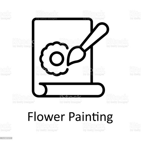 꽃 페인팅 벡터 개요 아이콘 디자인 일러스트 레이 션을 흰색 배경에 표시합니다 Eps 10 파일 0명에 대한 스톡 벡터 아트 및 기타 이미지 Istock
