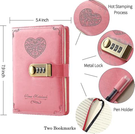 Diary With Lock For Girls Leather Password Locking Journal Cute Secret Diaries Notebook With