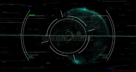 animation of digital globe with data points and circular interface on