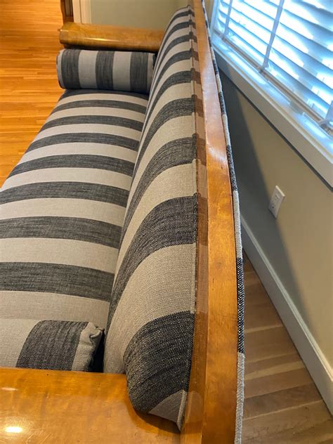 Northern Europe Biedermeier Birch Sofa With Ebonzied Wood Details