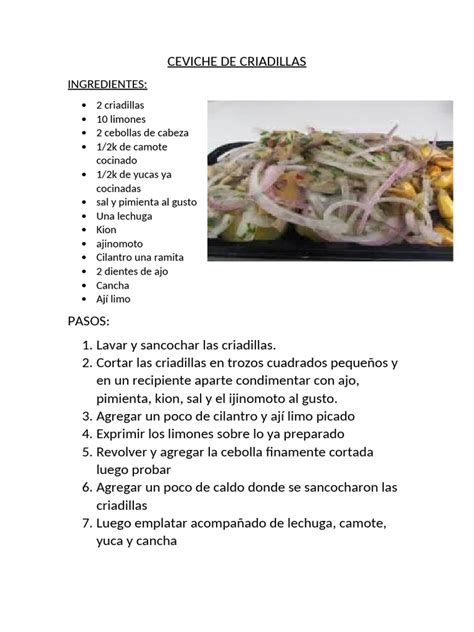 Ceviche De Criadillas Pdf