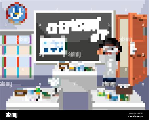 Classroom Scene With Science Babe In Front Of The Class Stock Vector Image Art Alamy