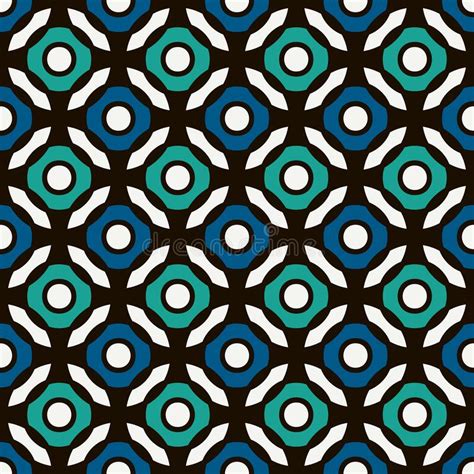 Blue Colors Seamless Pattern With Repeated Overlapping Circles Round Links Chain Motif Stock