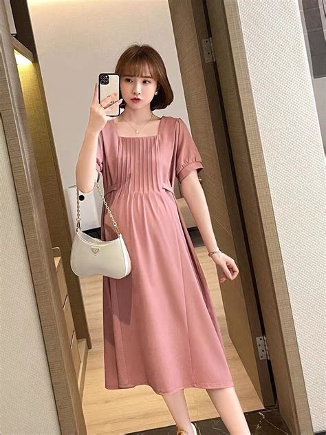 Maternity Summer Short Sleeved Chiffon Dress Short Grandado