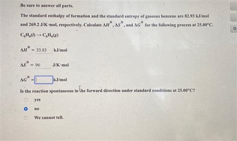 Solved Be Sure To Answer All Parts The Standard Enthalp