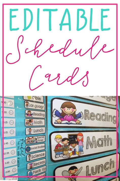 Editable Class Schedule Cards For Daily Classroom Schedule Display