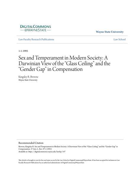 Sex And Temperament In Modern Society A Darwinian View Of The Glass