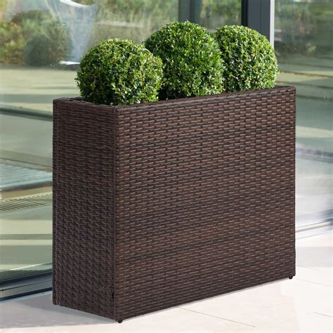 Resin Wicker Planter Boxes Suncast 2 Pack Round 22 In W Medium Brown