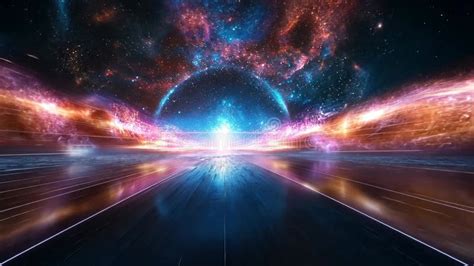 Vibrant Cosmic Pathway Through Space With Colorful Galaxies And Bright Light In 4k Resolution