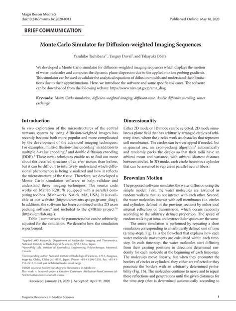 pdf monte carlo simulator for diffusion weighted imaging sequences