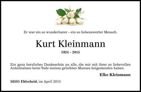 Traueranzeigen Von Kurt Kleinmann Rz Trauer De