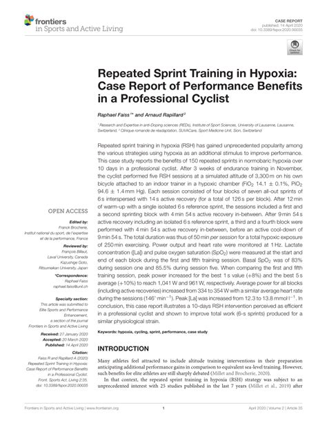 Pdf Repeated Sprint Training In Hypoxia Case Report Of Performance Benefits In A Professional