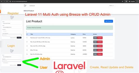 laravel 11 multi auth using breeze with crud admin tutorial101
