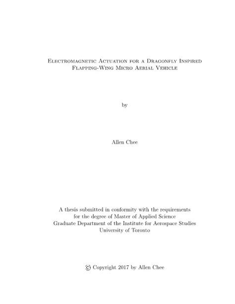 Electromagnetic Actuation For A Dragonfly Inspired Flapping Wing Micro Aerial Vehicle Docslib
