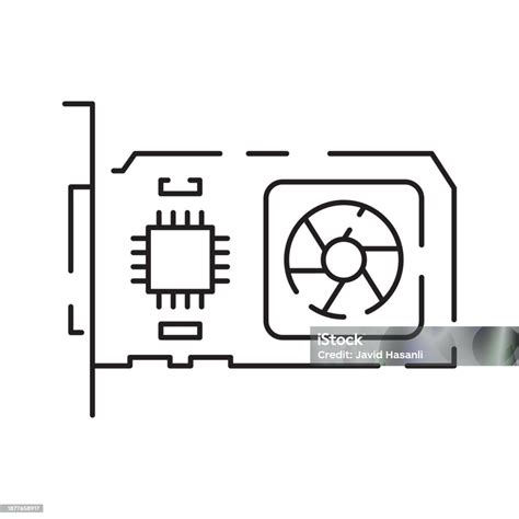 Computer Hardware Line Icon Graphic Card Or Processor And Ram Gpu Or