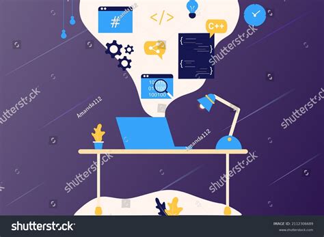 Landing Page Software Development Coding Process Stock Vector Royalty