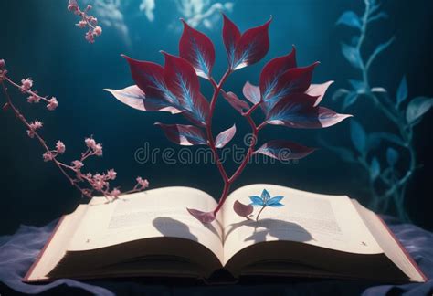 A Surreal Plant With An Open Book That Replaces The Flower Fantasy