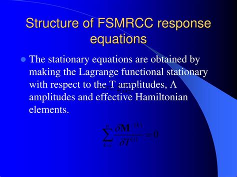 Ppt Response Approach To The Effective Hamiltonian Multi Reference Coupled Cluster Theory