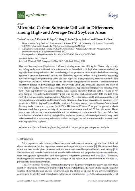 Pdf Microbial Carbon Substrate Utilization Differences Among High