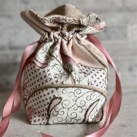 Pink Floral Drawstring Bag Etsy