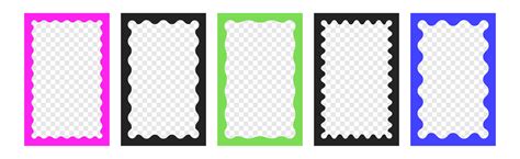 Set Of Rectangle Squiggle Photo Frames With Wavy Edges Zigzag Wave Borders Wiggly Rectangular