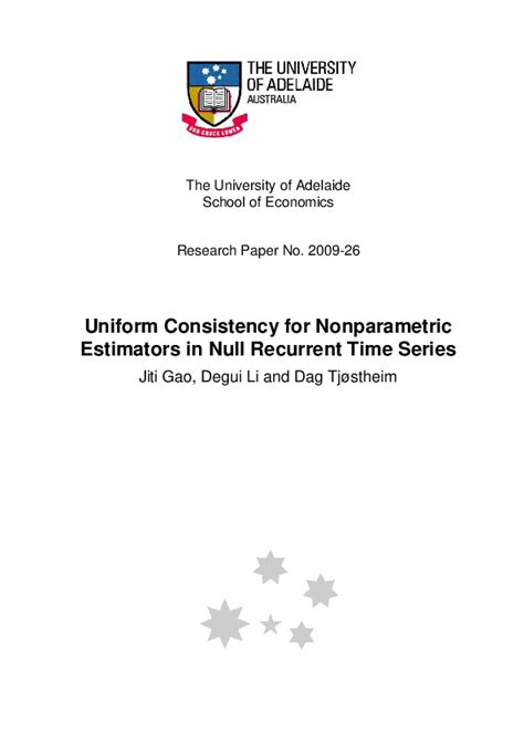 Pdf Uniform Consistency For Nonparametric Estimators In Null Recurrent Time Series