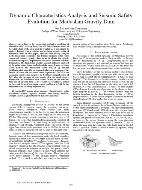 Dynamic Characteristics Analysis And Seismic Safety Ealuation For Mashudan Dam Pdf
