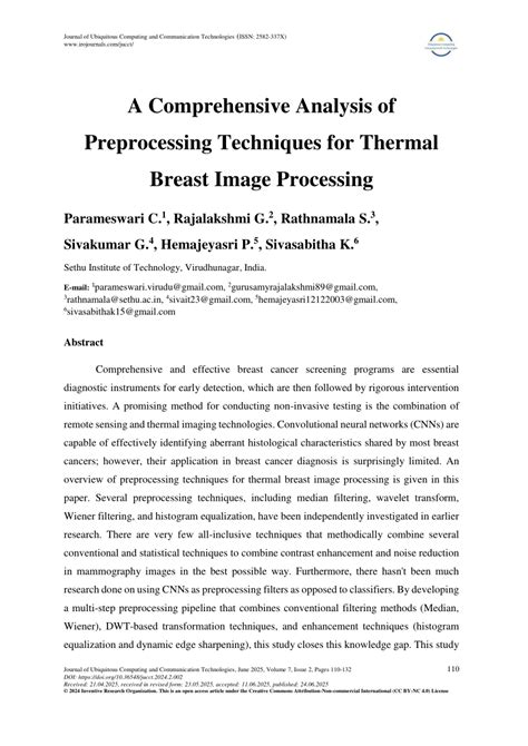 Pdf A Comprehensive Analysis Of Preprocessing Techniques For Thermal Breast Image Processing
