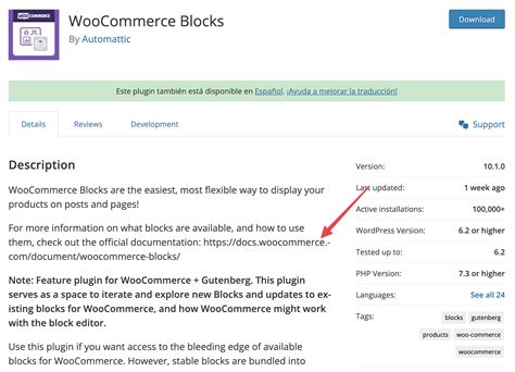 Text Only Link To Docs On DotOrg Plugin Page Issue Woocommerce Woocommerce Blocks GitHub