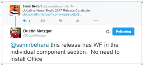 Windows Workflow Is Now An Individual Component In Vs 2017 Rc Samirbehara