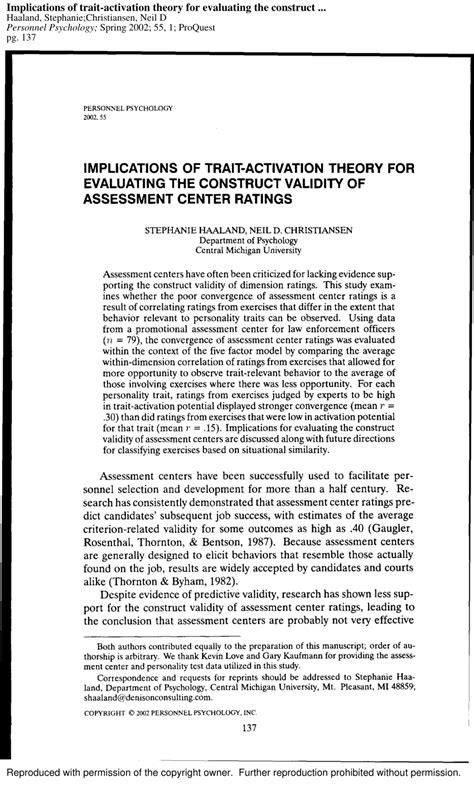 Pdf Implications Of Trait Activation Theory For Evaluating The Construct Validity Of