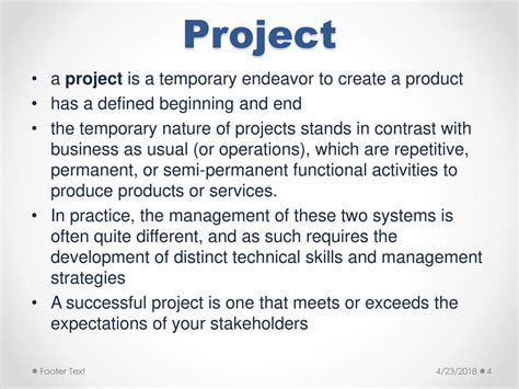 PROJECT MANAGEMENT Footer Text 4/23/ ppt download