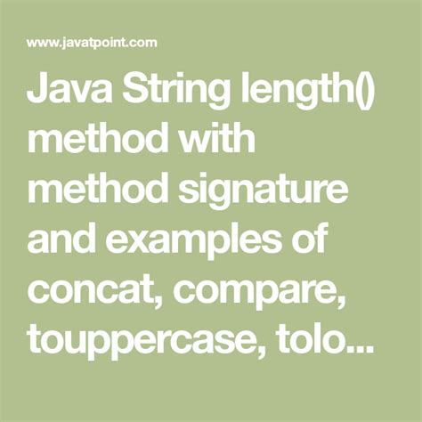 Java String Length Method Signature And Examples