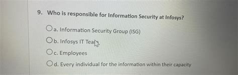 Solved Who Is Responsible For Information Security At