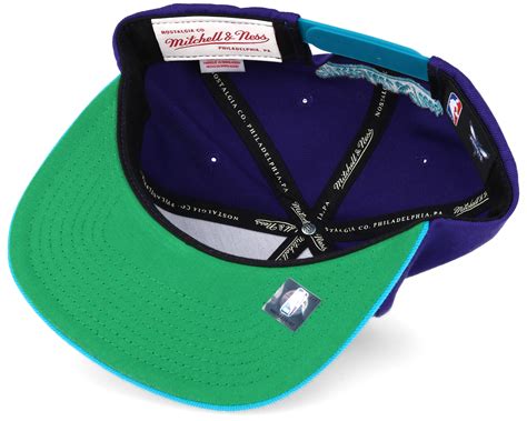 Charlotte Hornets Cursive Script Logo Purple Snapback Mitchell And Ness