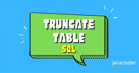 Sql Comando Truncate Table