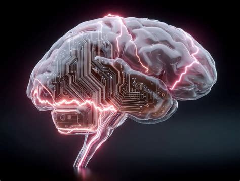 An Artistic Image Portraying A Brain With Circuit Board Patterns