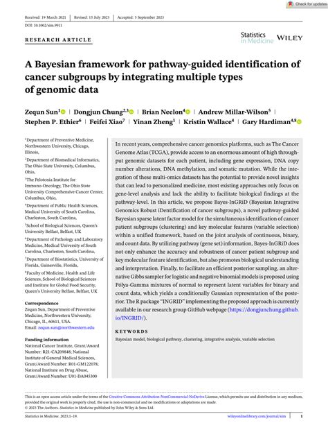 Pdf A Bayesian Framework For Pathway Guided Identification Of Cancer